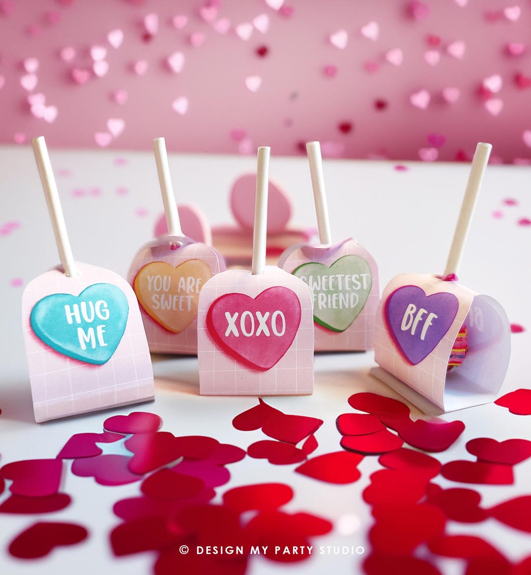 Editable Valentine's Day Lollipop Tags Valentine Gift Tag Candy Hearts ...