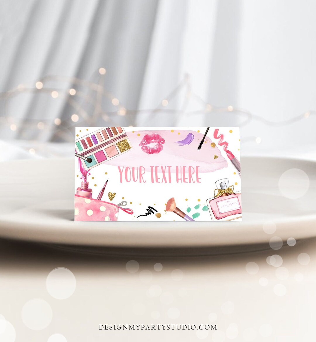 Editable Spa Party Food Labels Glitters and Glamour Birthday Food Cards ...