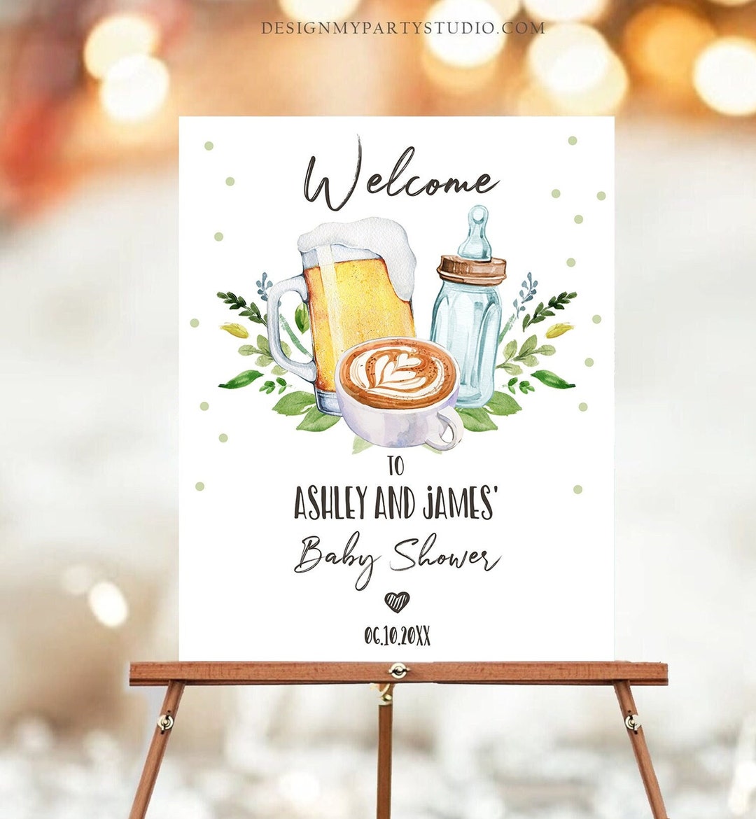 Editable A Baby is Brewing Welcome Sign Brewing Baby Shower Bottle and ...