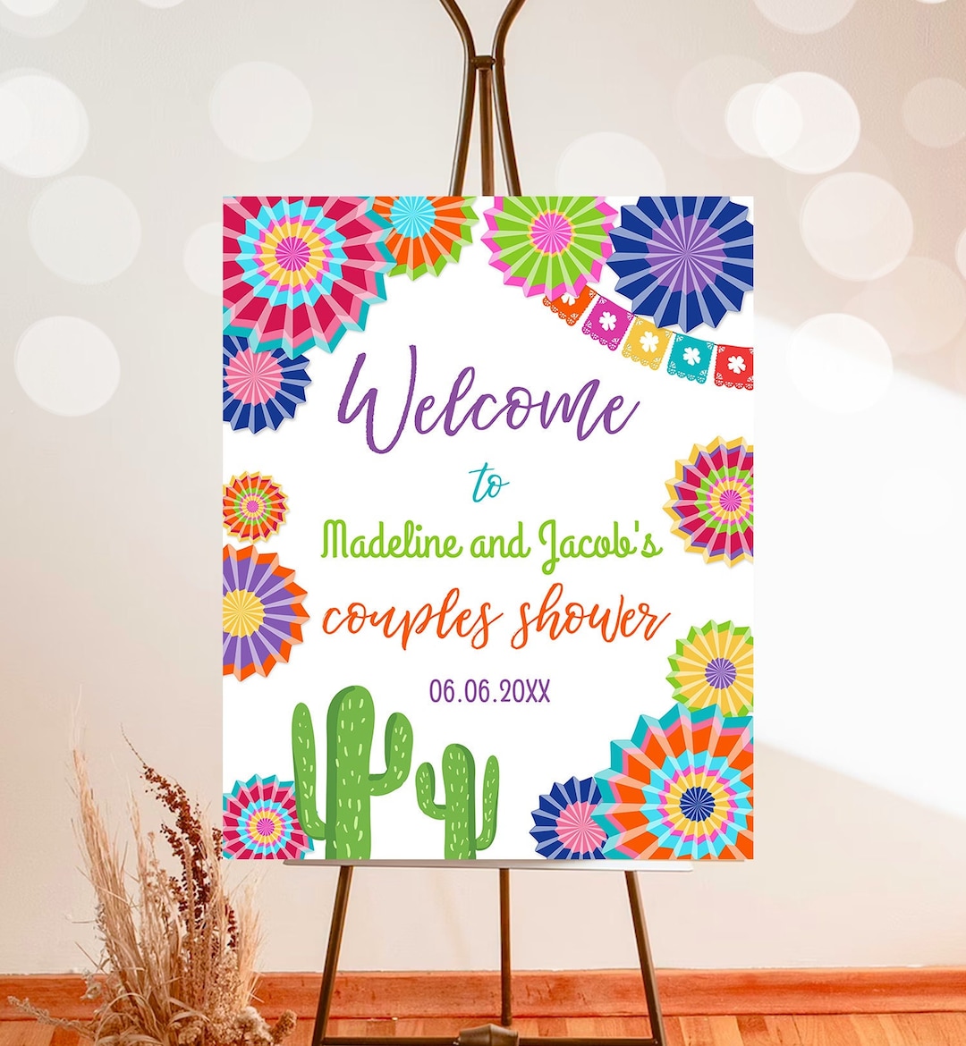 Editable Fiesta Cactus Welcome Sign Couples Shower Welcome - Etsy