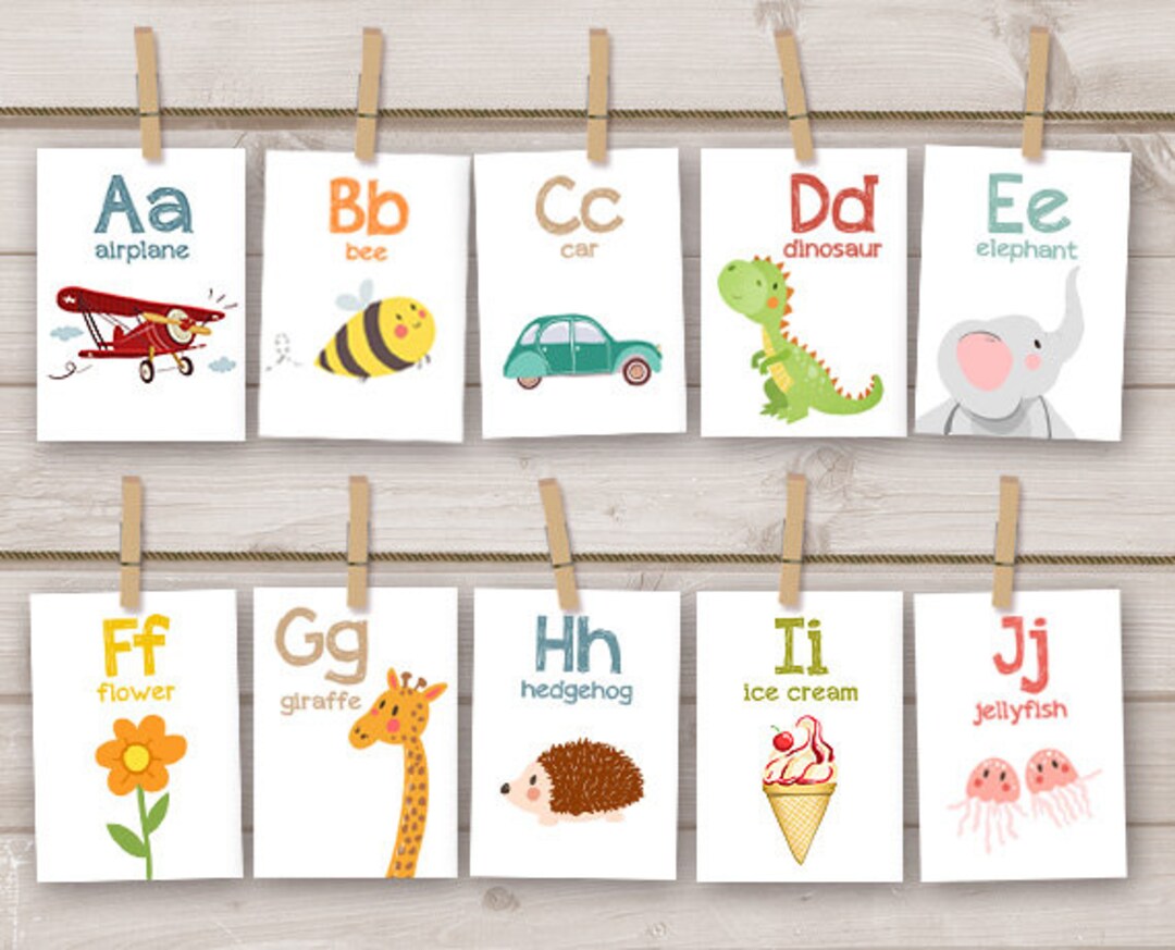Alphabet Flash Cards ABC Nursery Wall Cards ABC Cards Classroom Decor A ...