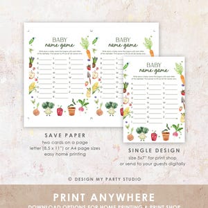 Editable Baby Name Game Baby Shower Game Card Name Race Little Sprout ...