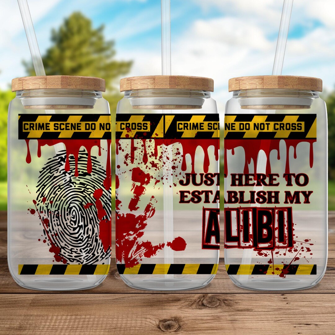 True Crime Alibi Horror Halloween Movie Sticker Decal UV DTF 16oz Libby Glass Can Wrap, Scary ...