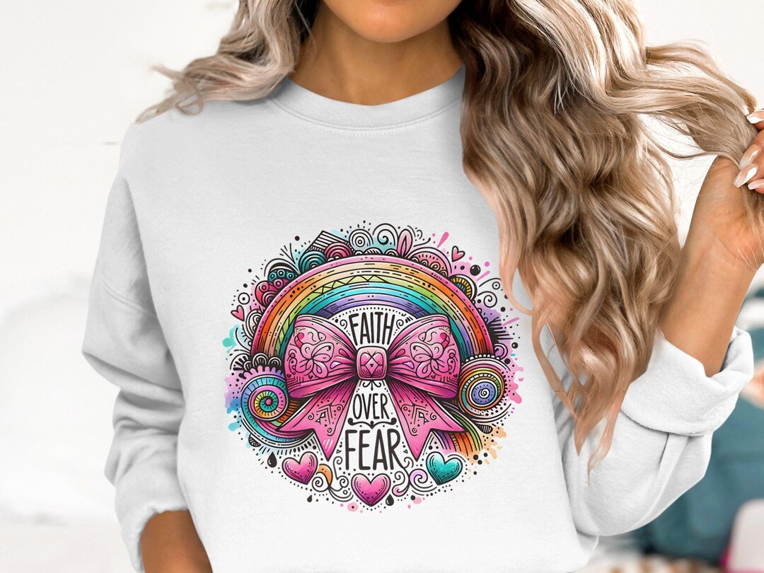 Faith Over Fear Pink Bow Png, Positive Affirmation PNG, Coquette ...