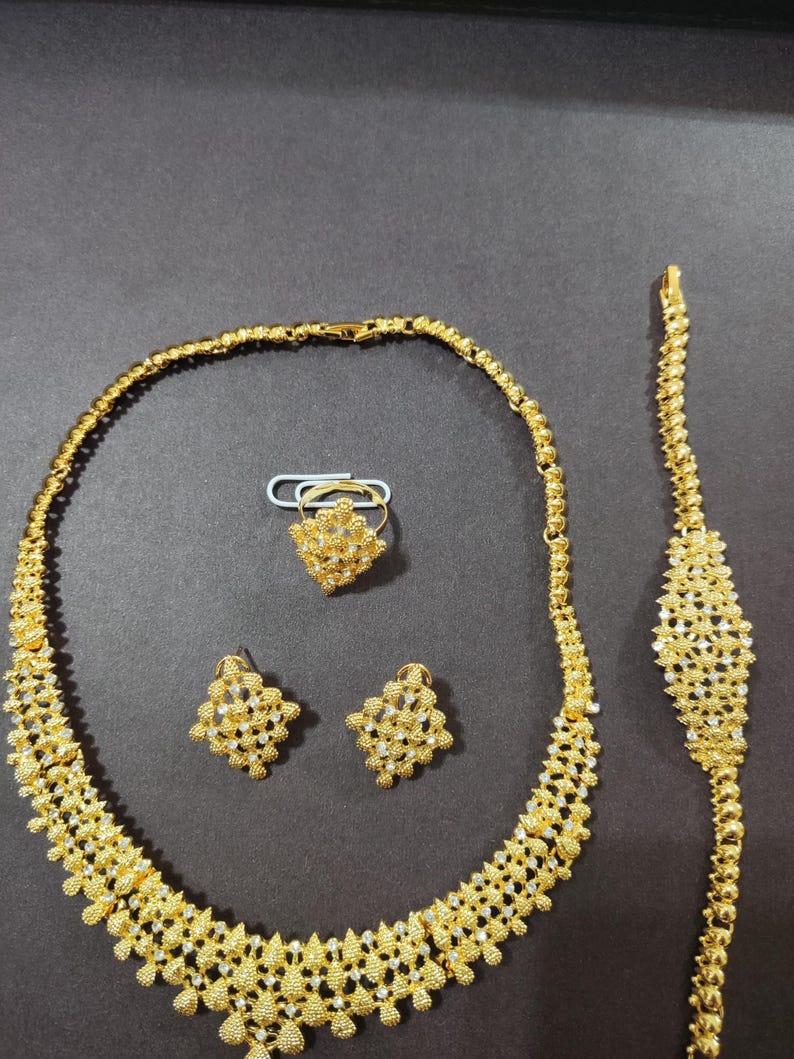 Gold Color Jewelry Set, Necklace/bracelet /earrings/ring Set ,bridal ...