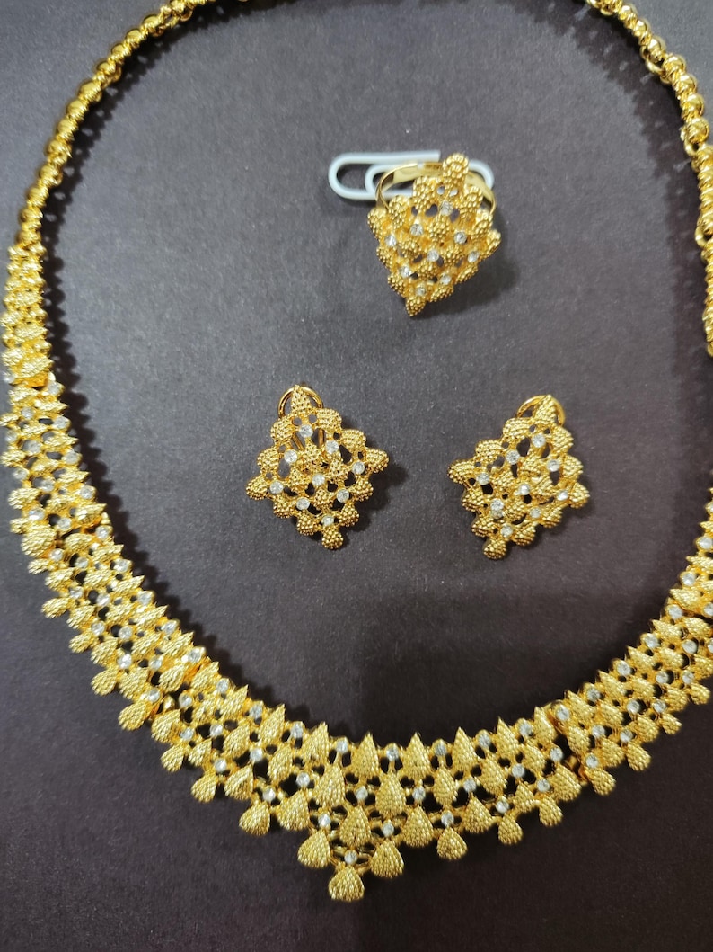 Gold Color Jewelry Set, Necklace/bracelet /earrings/ring Set ,bridal ...