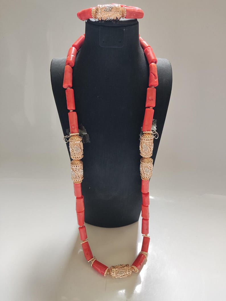 Traditional Coral Bead Necklace Set, Nigeria Wedding Jewelry Set ...