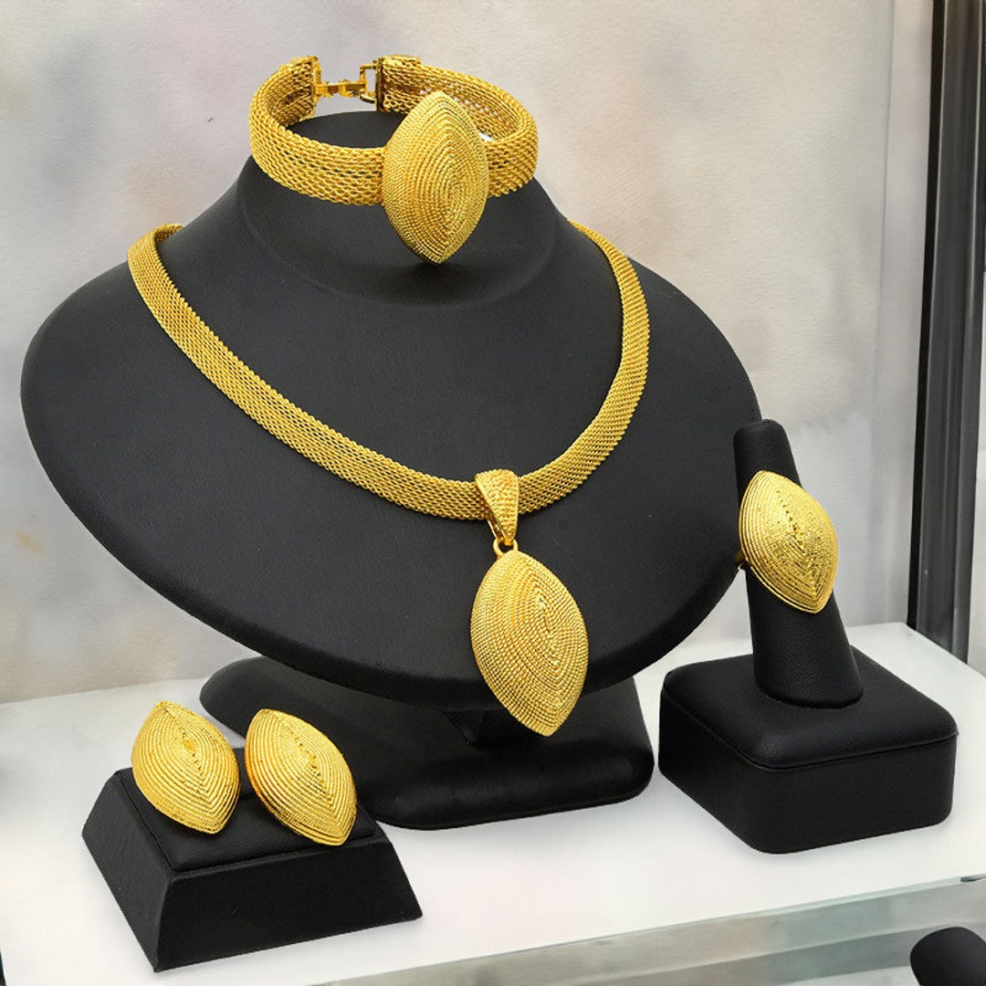 African Jewelry Dubai Gold Necklace Set - Perfect for Wedding Parties ...