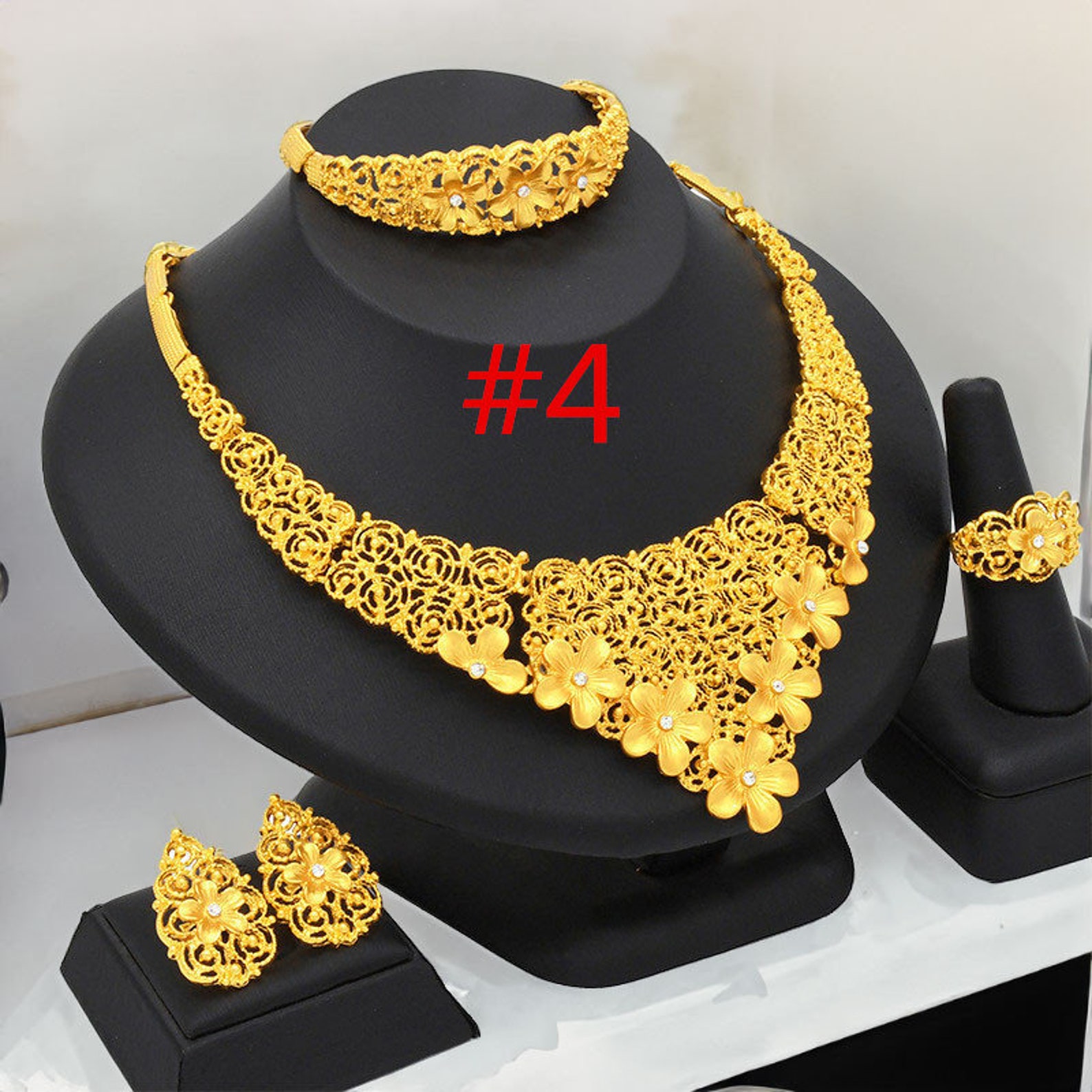 Trendy Nigeria Wedding Jewelry Set, 24K Dubai Gold Jewelry Set, Prom ...