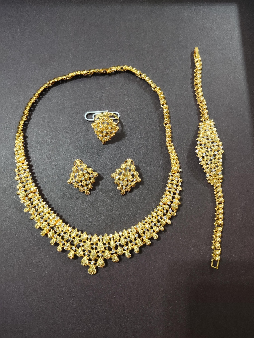 Gold Color Jewelry Set, Necklace/bracelet /earrings/ring Set ,bridal ...