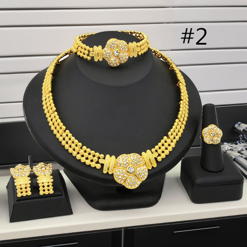 African Fashion Jewelry Set in Gold Bridal Jewelry Set, Bridal Jewelry ...