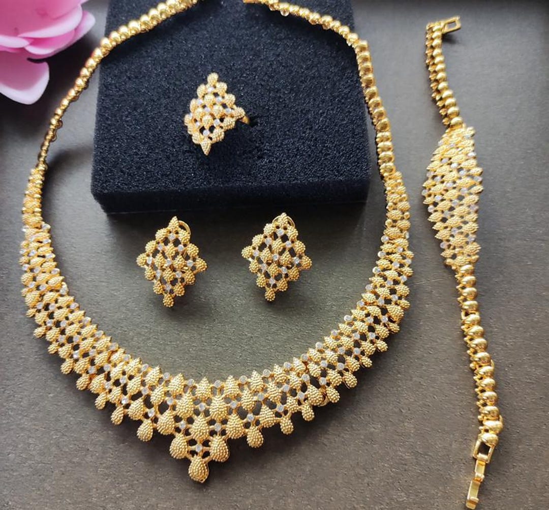 Gold Color Jewelry Set, Bridal Jewelry Set, Prom Jewelry Set - Etsy