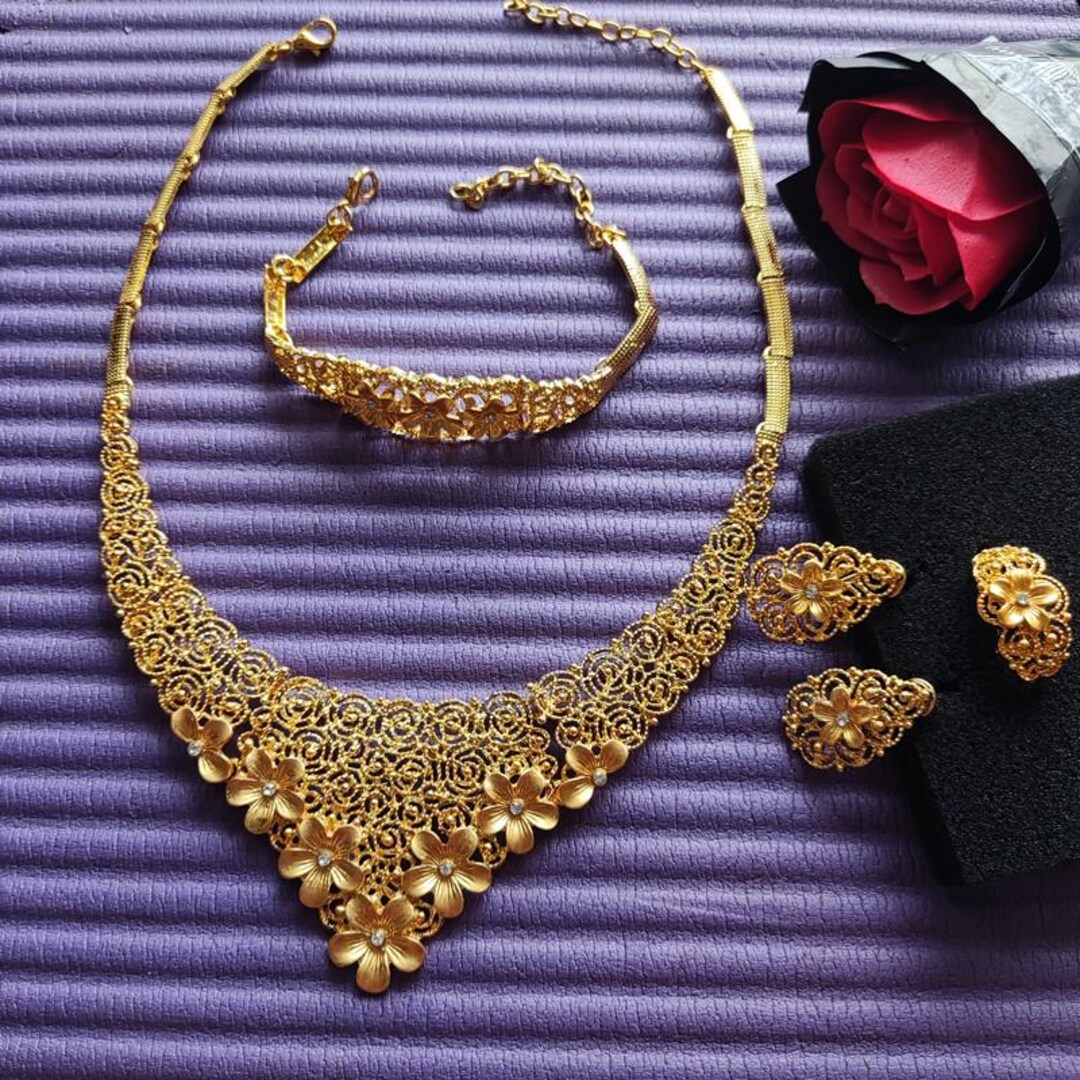 Fashion Jewelry Set, Gold Color Jewelry Set, Bridal Jewelry Set,party ...
