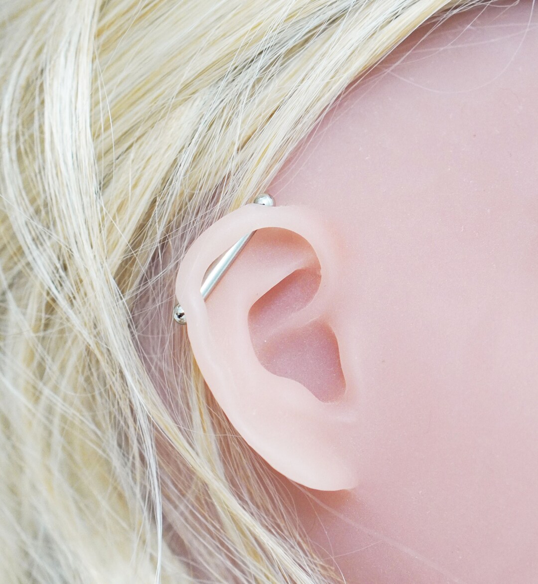 Non-piercing Fake Industrial Earring Barbell Stud Faux Piercing Body ...