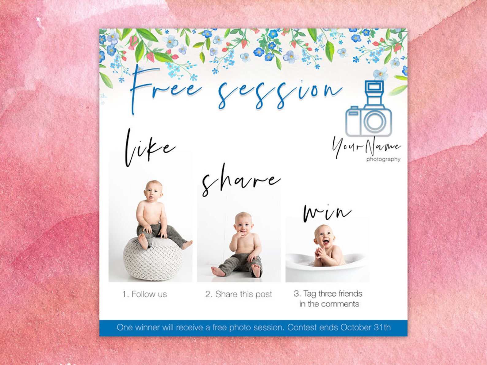 Contest Template, Giveaway Template, Facebook Template, Social Media ...