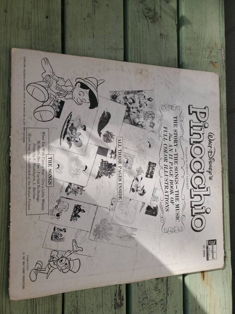 Walt Disney's Pinocchio Magic Mirror Vintage Vinyl Record Album LP 1967 ...