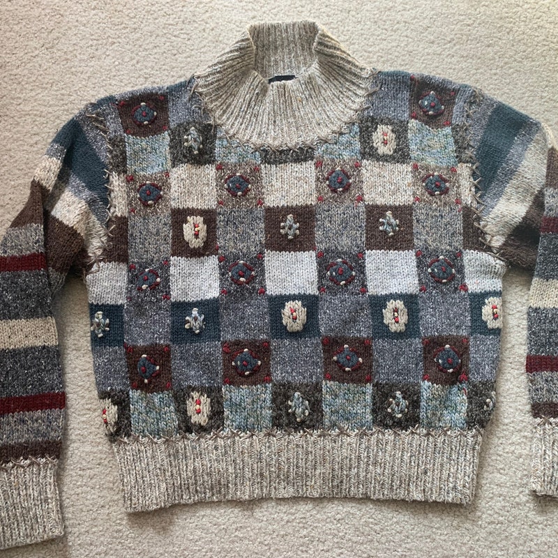 Checkerboard Sweater - Etsy