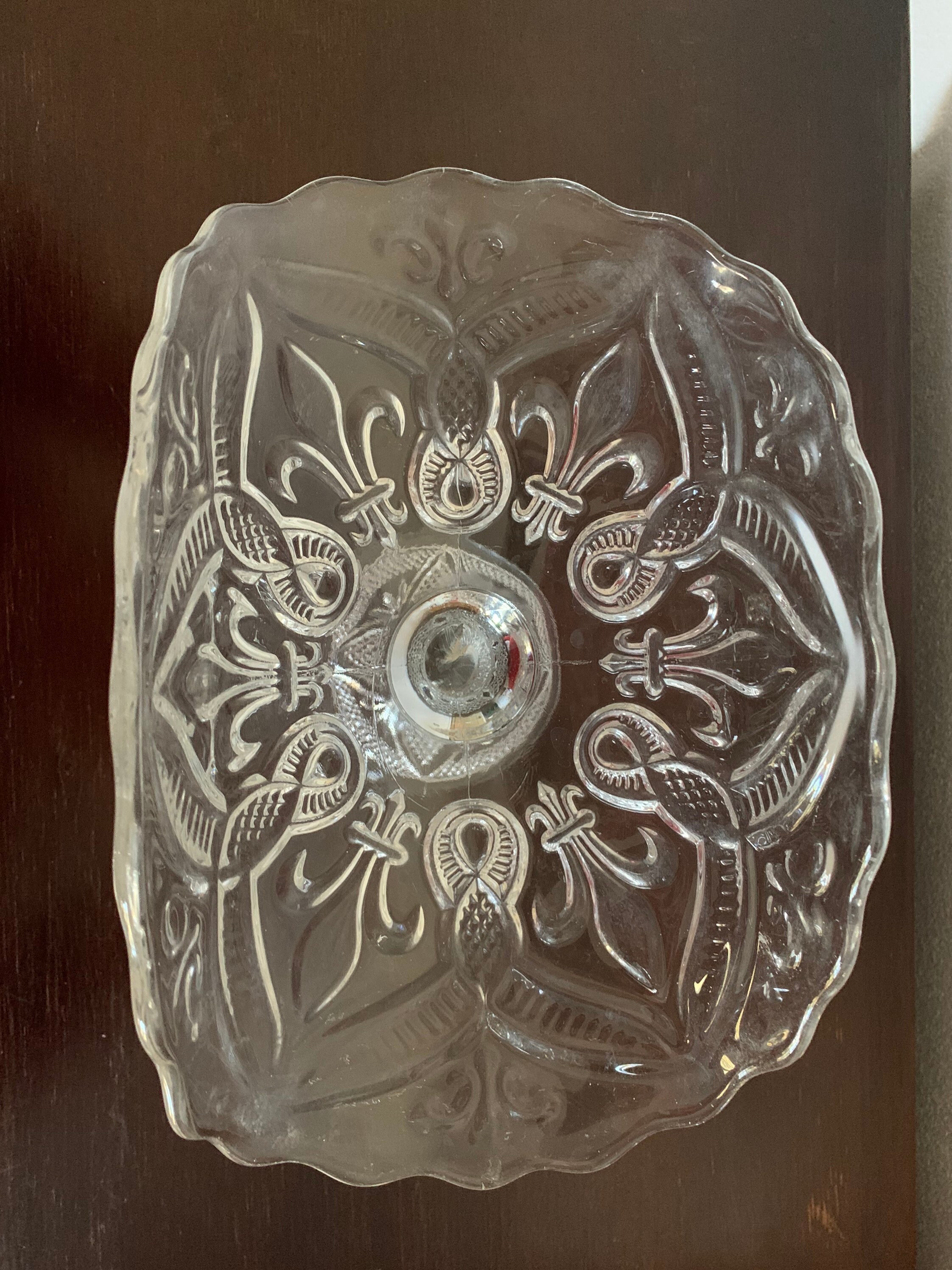 Bryce Higbee Fleur De Lis Banana Compote Pressed Glass EAPG - Etsy