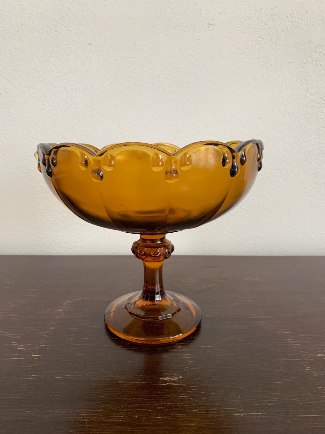 Vintage Amber Tiara Garland Teardrop Compote Pedestal Bowl Indiana ...