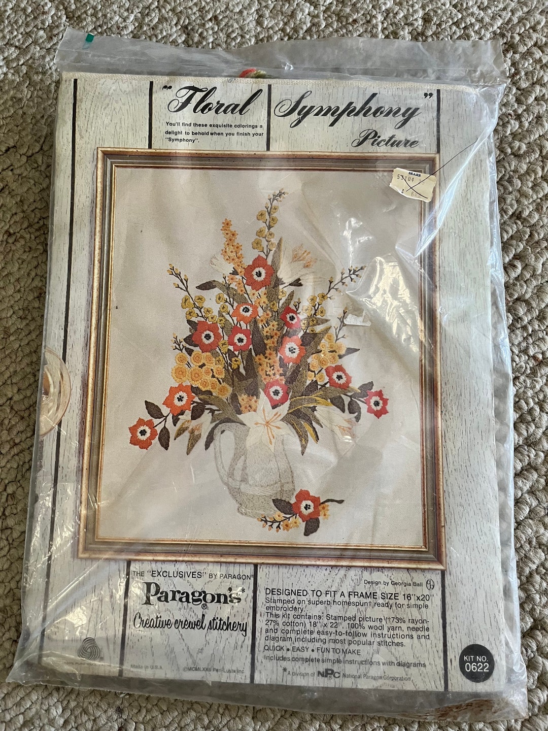 Vintage Paragon Crewel Embroidery Kit "floral Symphony" 1972 - Etsy
