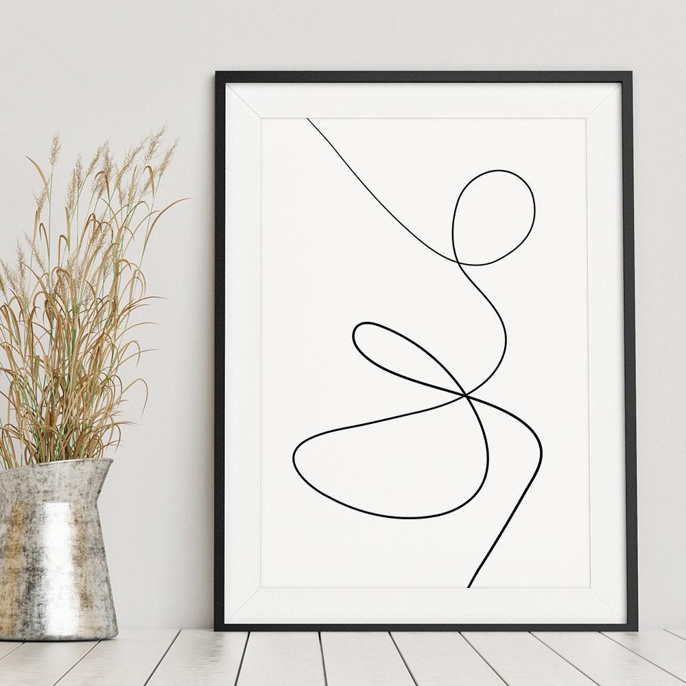 One Line Wall Art Line Drawing Print Neutral Abstract Wall | Etsy