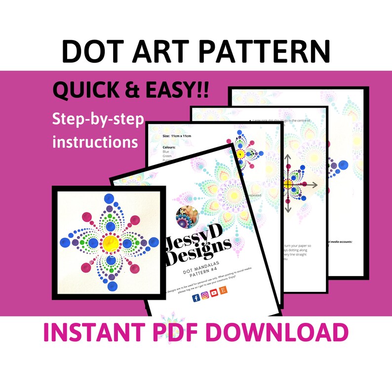 Dot Mandala Tutorial 4 DOT ART Pattern Guidebook - Etsy