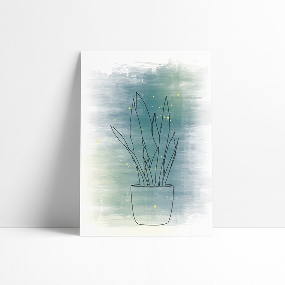 Snake Plant Art Plant Wall Decor Botanical Line Drawing | Etsy