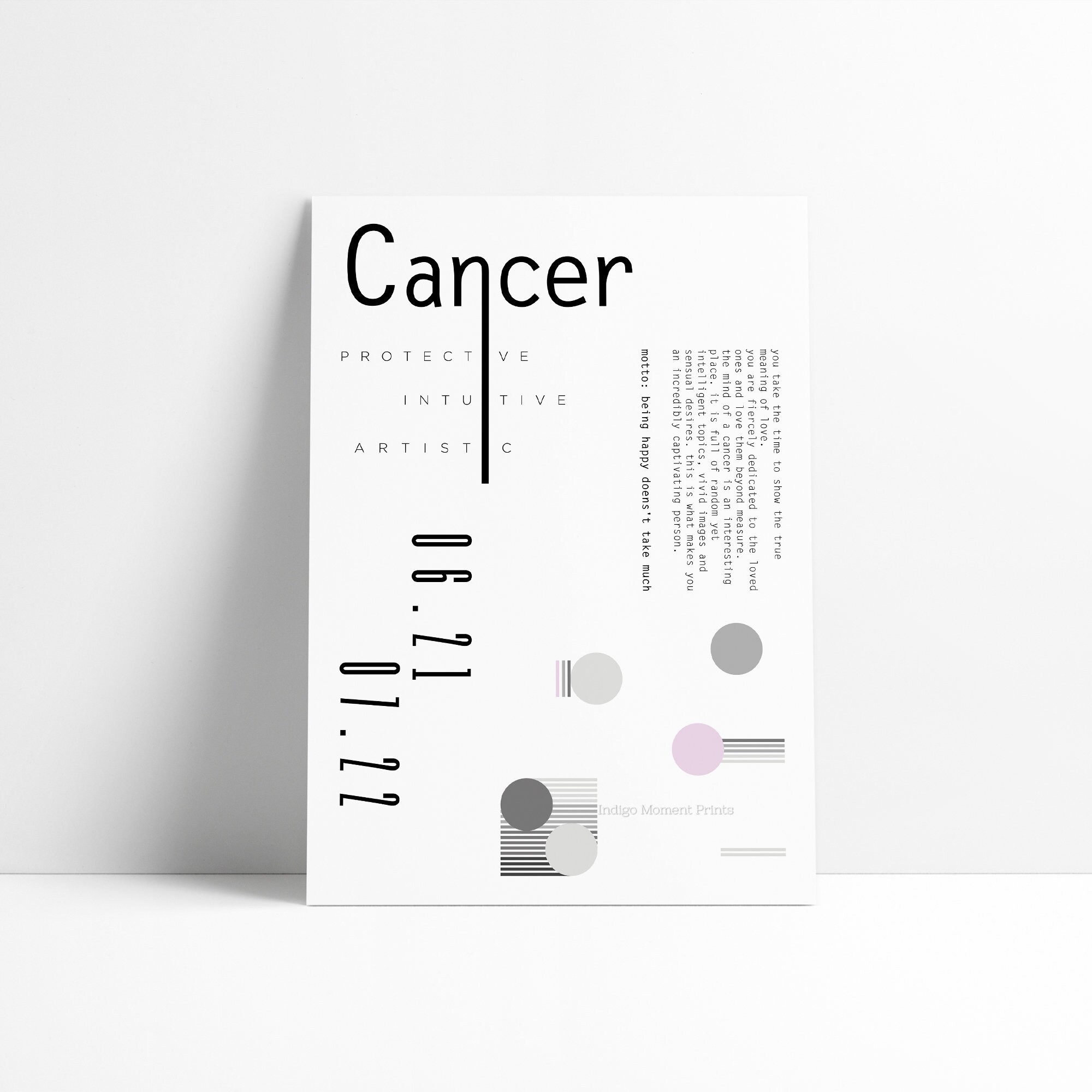 Cancer Poster Art Minimalist Zodiac Symbol Typography - Etsy Ireland