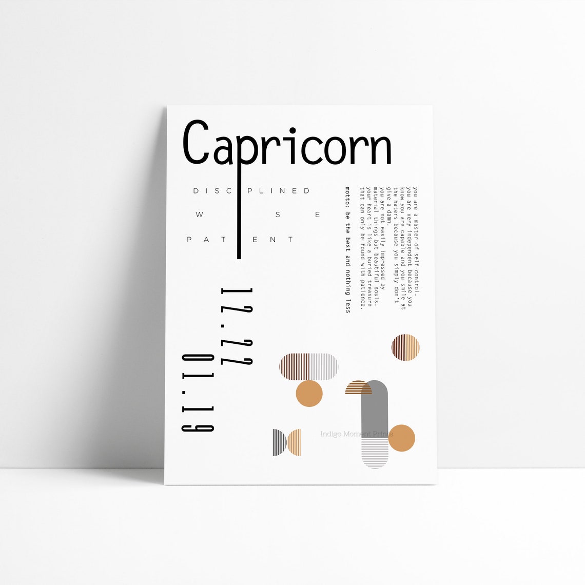 Capricorn Poster Art Typography Print Astrology Symbol Geometric Shapes ...