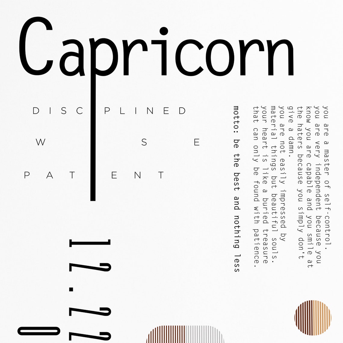 Capricorn Poster Art Typography Print Astrology Symbol Geometric Shapes ...