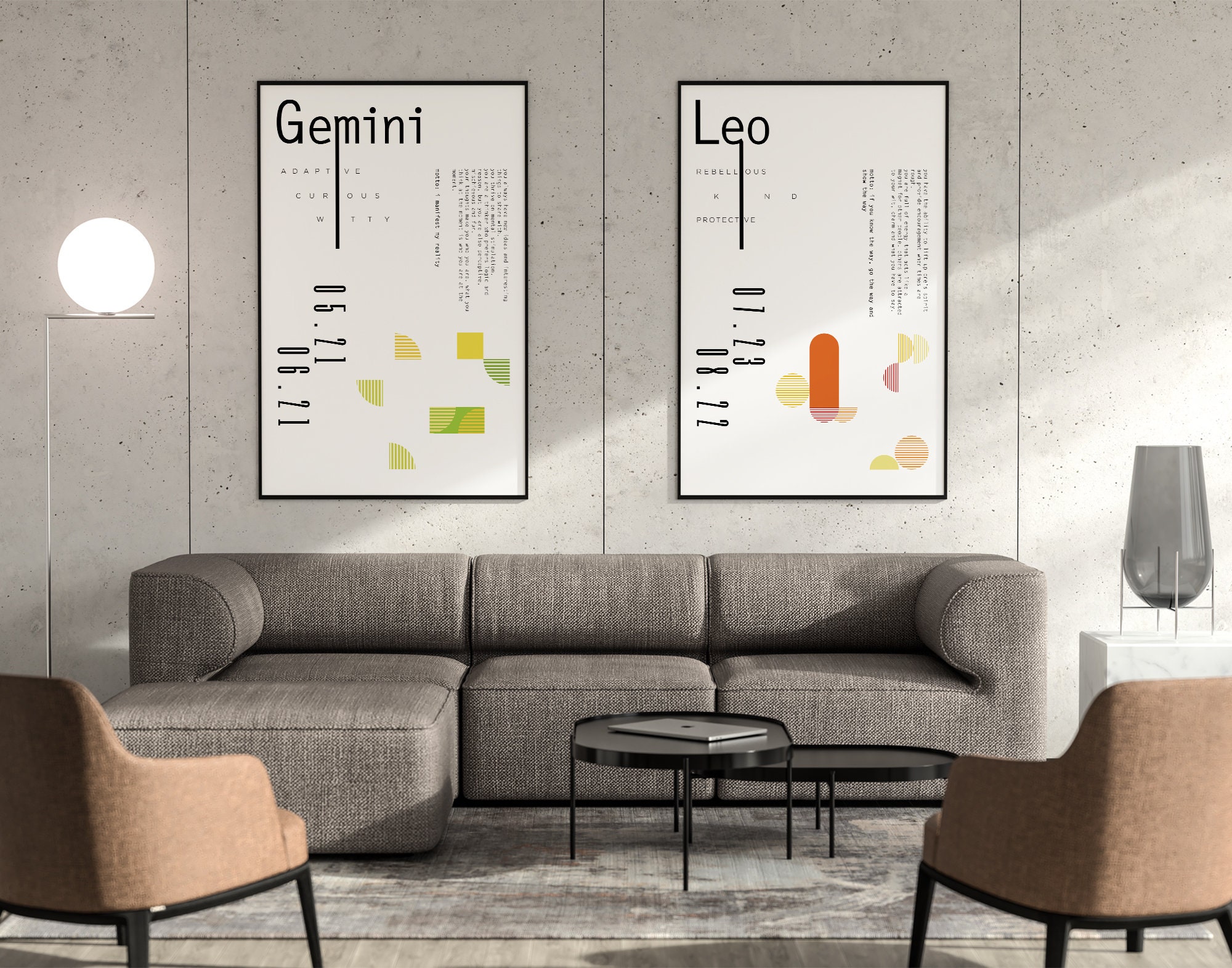 Gemini Poster Art Minimalist Zodiac Symbol Typography Art - Etsy India