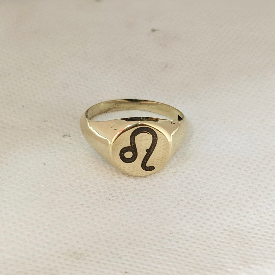 Leo Zodiac Ring, Custom Signet Ring, Sterling Silver Ring, Aquarius Leo ...