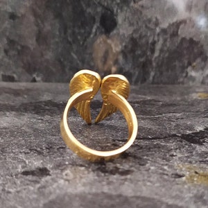 Sterling Silver Adjustable Angel Wings Ring, Gold Feather Ring ...