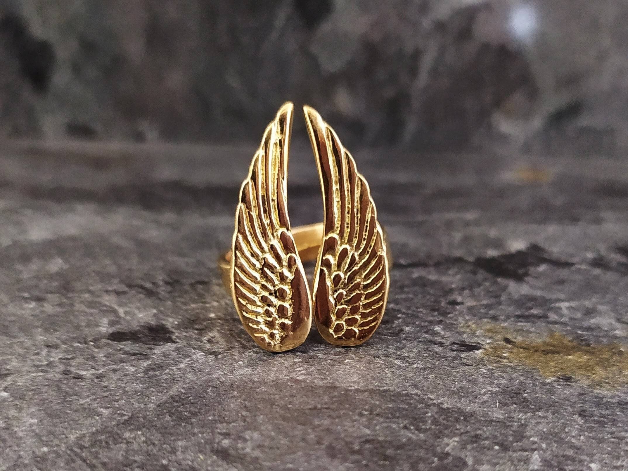 Sterling Silver Adjustable Angel Wings Thumb Ring Feather | Etsy