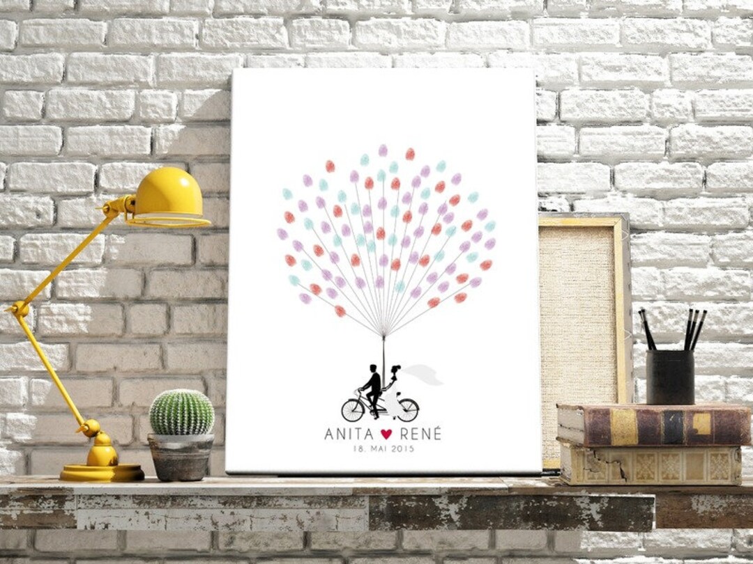 Fingerprint Poster Tandem, Fingerprint Tree, Wedding Tree, on Premium ...