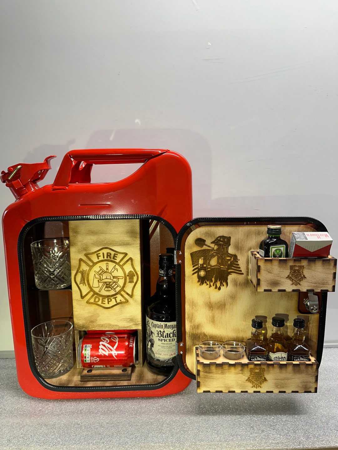 Customised Mini Bar,firefighter Themed, US Firefighter( First in Last ...