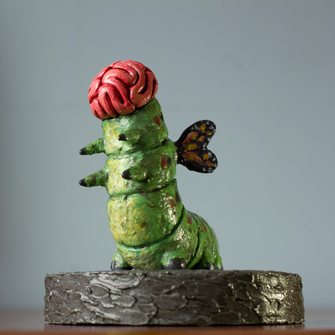Weird Green Caterpillar - Handmade Miniature Clay Sculpture, Hand ...
