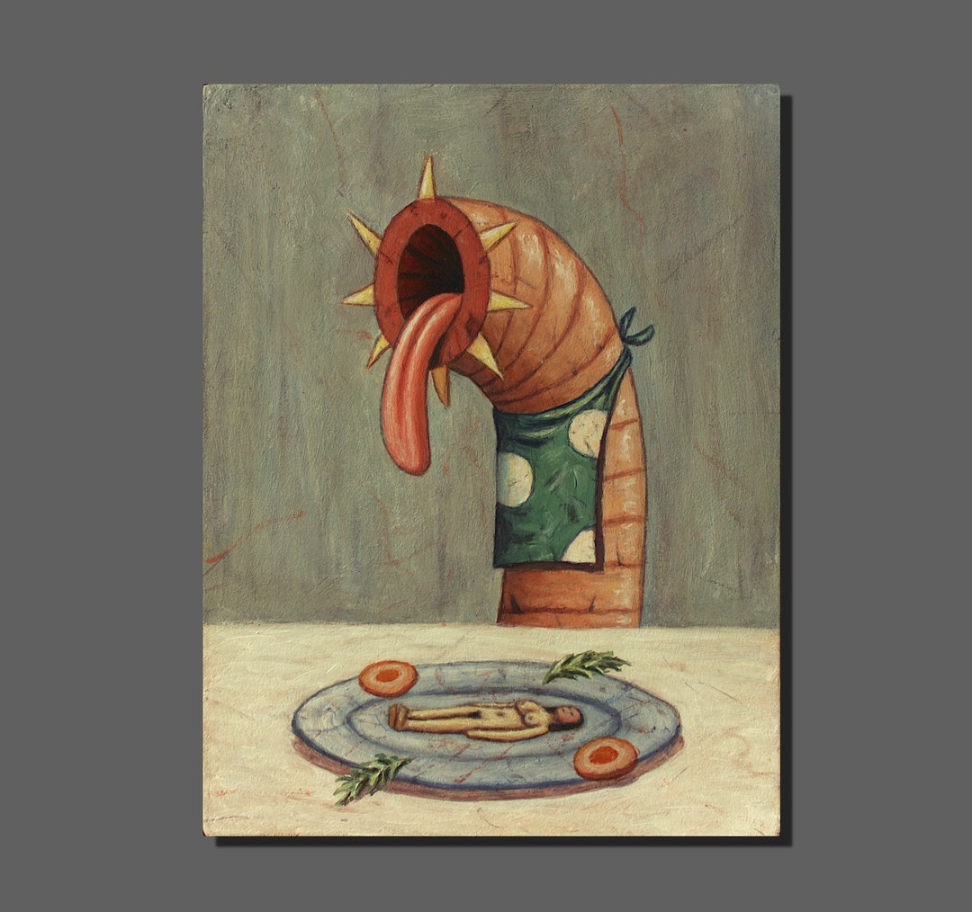 Delicacy - Acrylic Surreal Painting, Food Wall Art Kitchen Decor ...