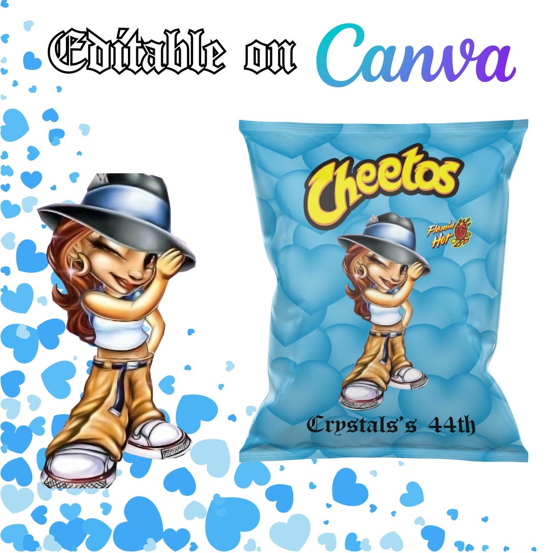 Homie Series Chip Bag, Cheetos Theme Party Favor, Editable Snack ...