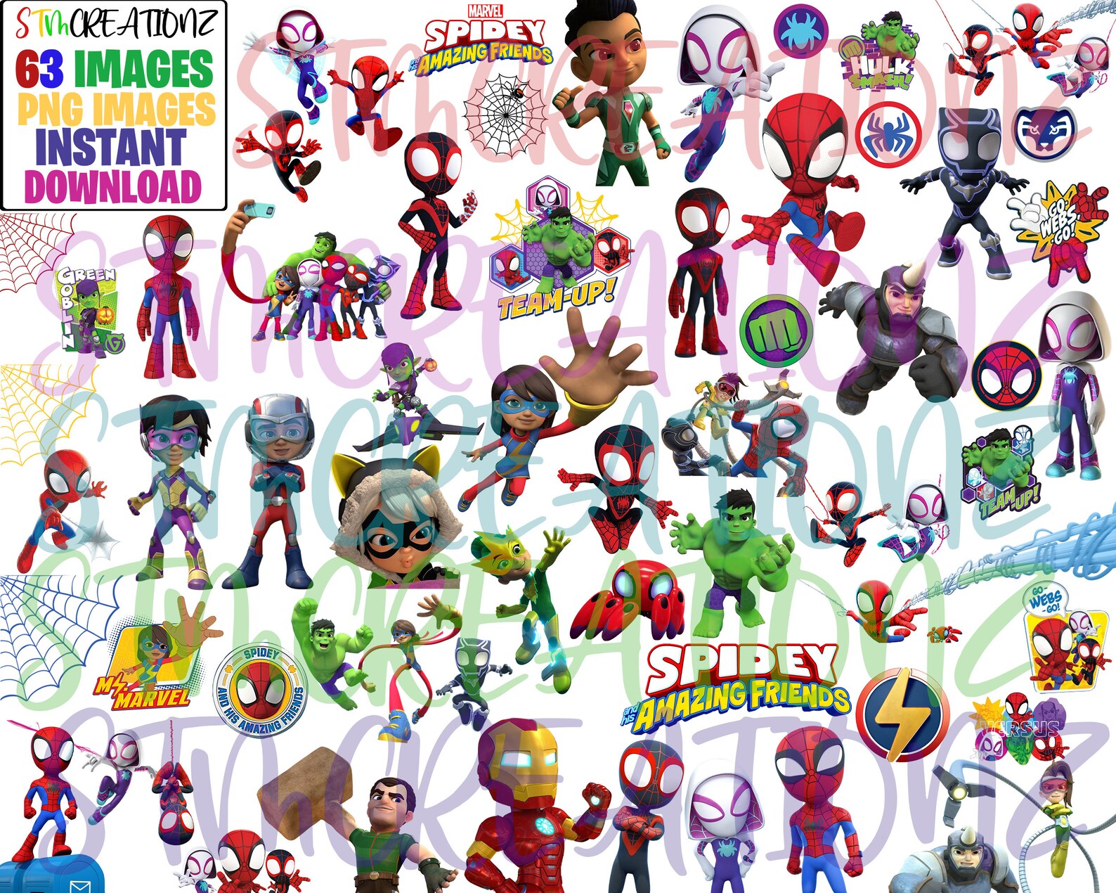 Spidey and His Amazing Friends PNG Bundle Instant Download | Etsy India