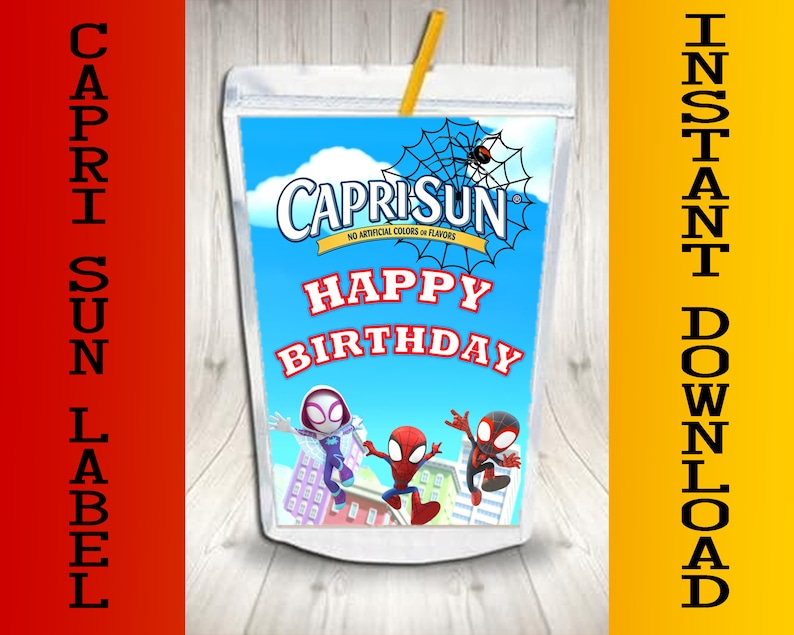 Capri Sun/kool-aid Jammer Label Spidey and His Amazing Friends Spidey ...