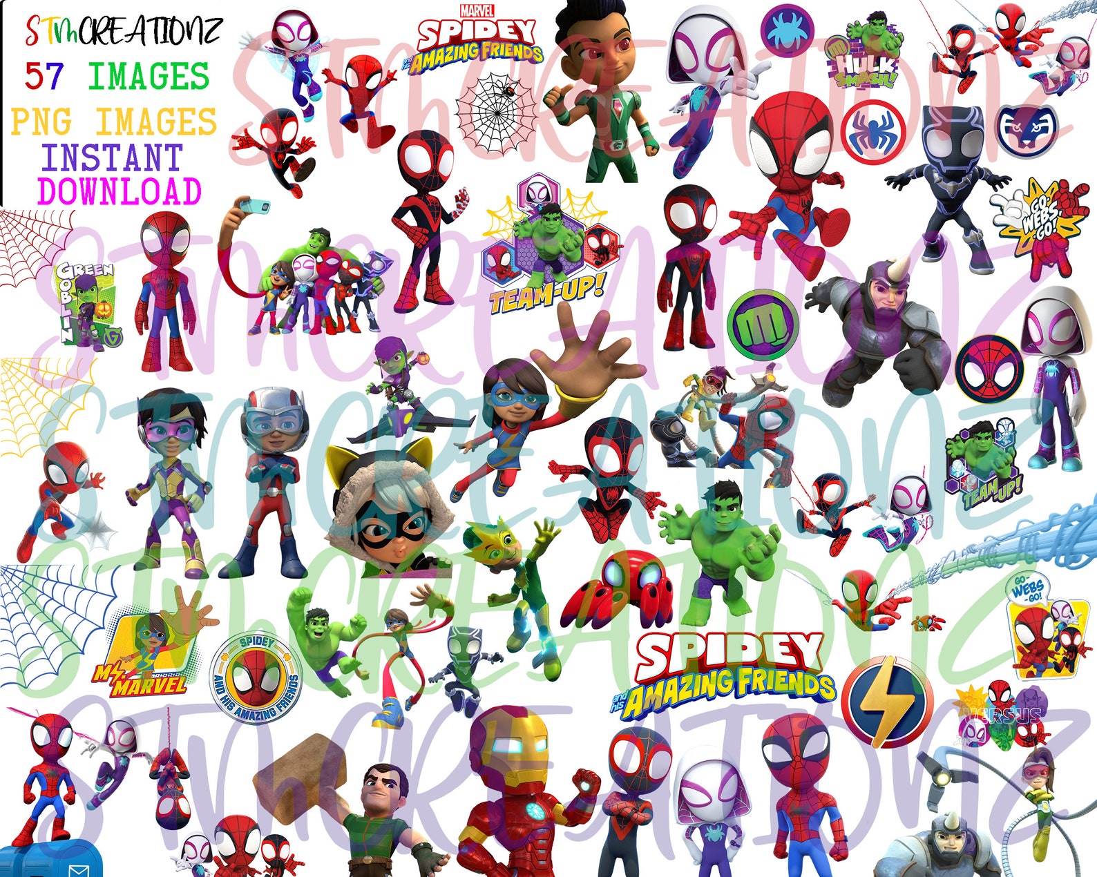 Spidey and Friends PNG Bundle: 57 Transparent Images (instant Download ...