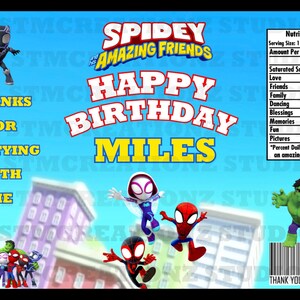 Editable Spidey and His Amazing Friends Chip Bag Wrapper Template for ...