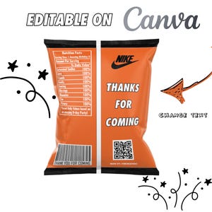 Just TWO It Nike Chip Bag, Editable 2nd Birthday Favor, Sports Theme ...