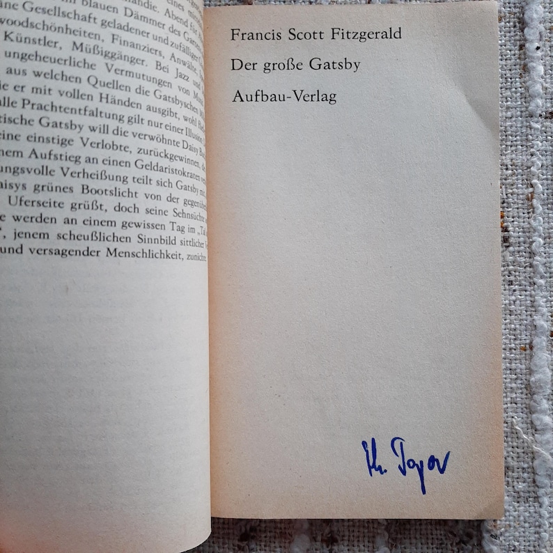 Livro alemão antigo: Der Grobe Gatsby, de Francis Scott Fitzgerald ...