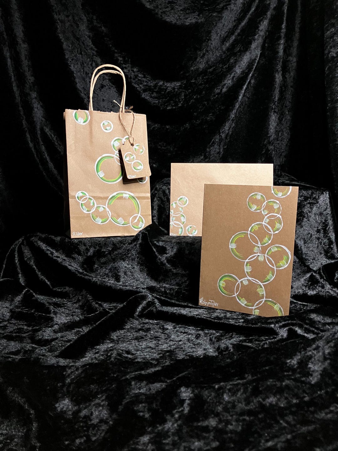 Green Hand-painted Bubble Gift Set (approx. 8”x5.5”) - Etsy