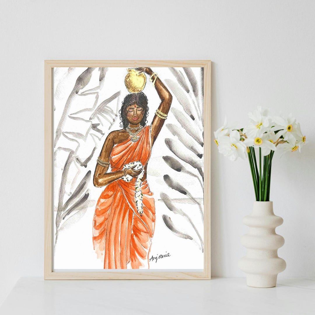 Venmalar Art Print | South Asian Artwork | Tamil Cultural Wall Art ...