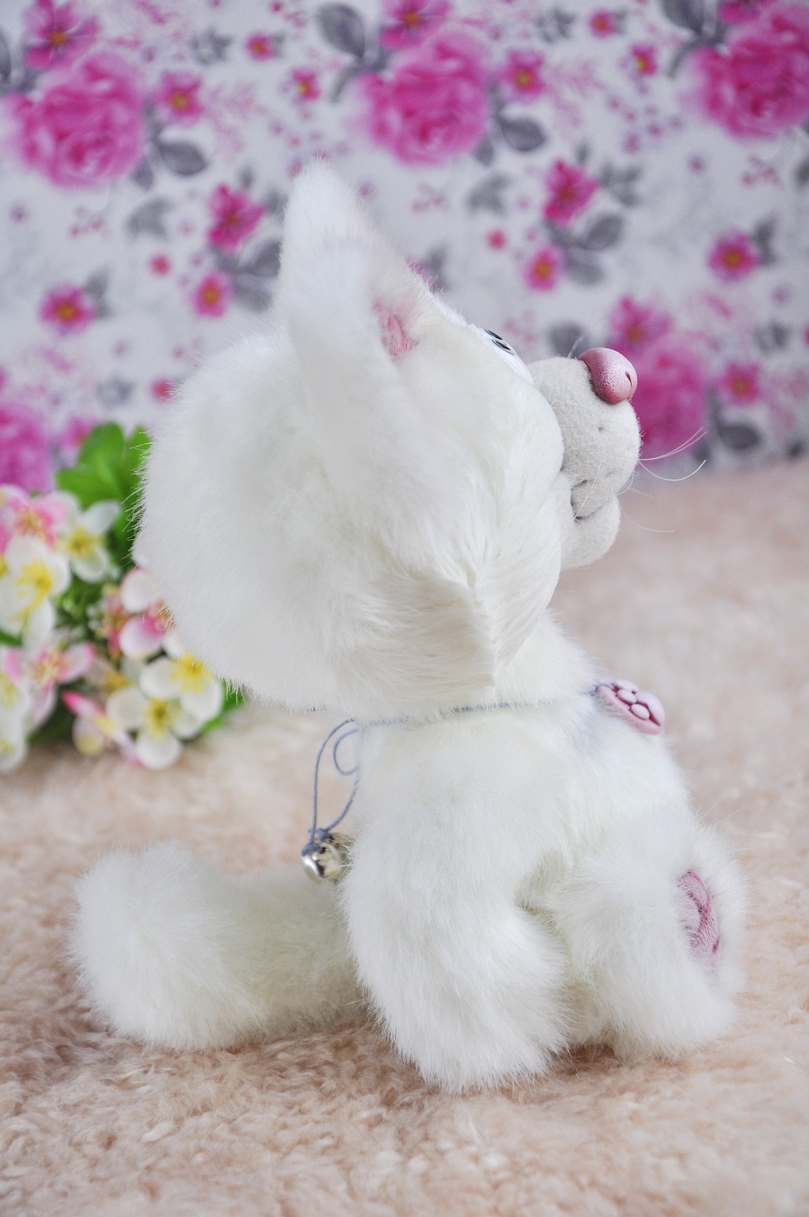 Soft Stuffed White Cat Toy Plush Cats Handmade Cat Poseable | Etsy