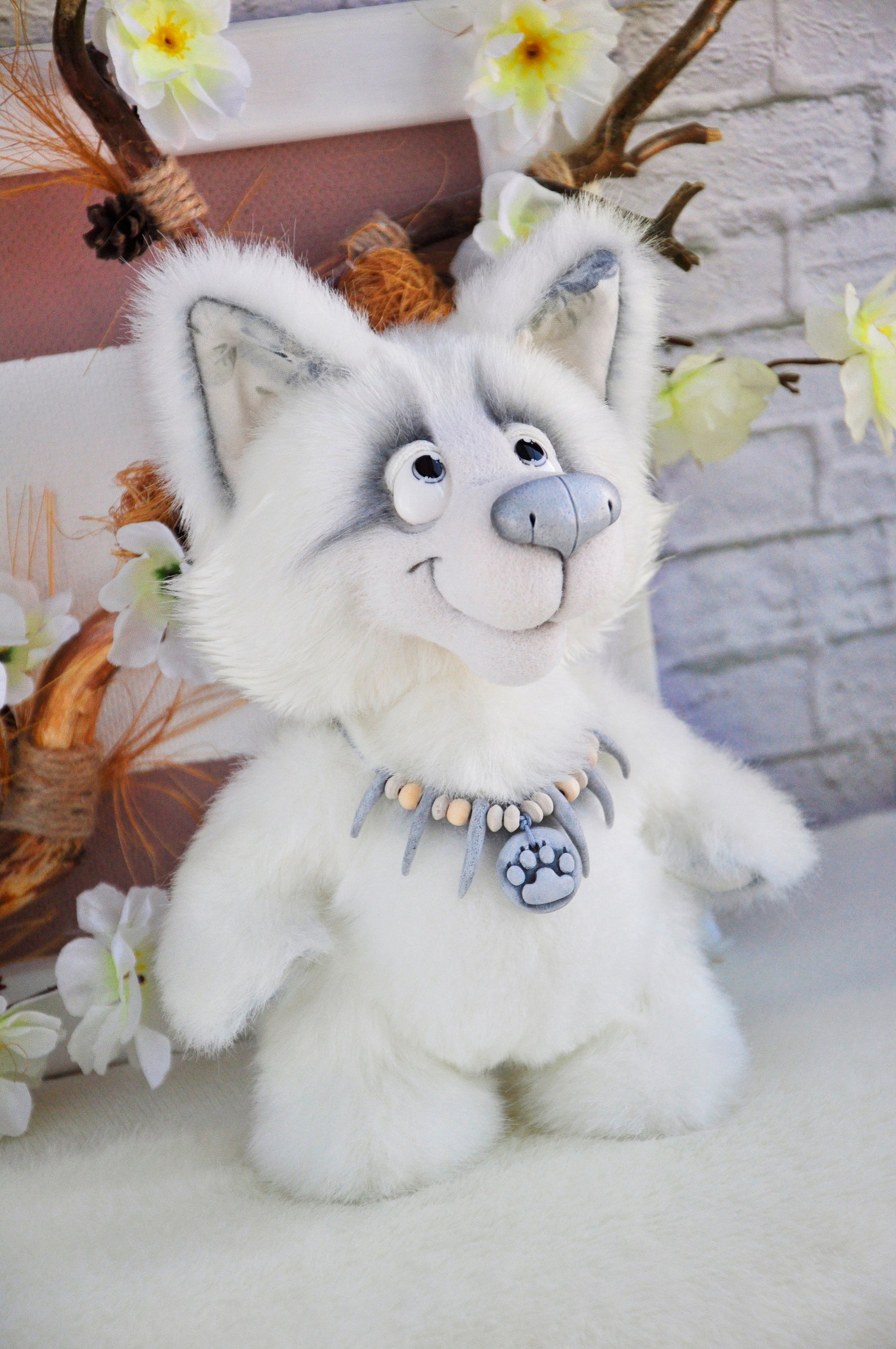 White Plush Puppy Wolf Stuffed Cute Sweet Toy Poseable Soft | Etsy