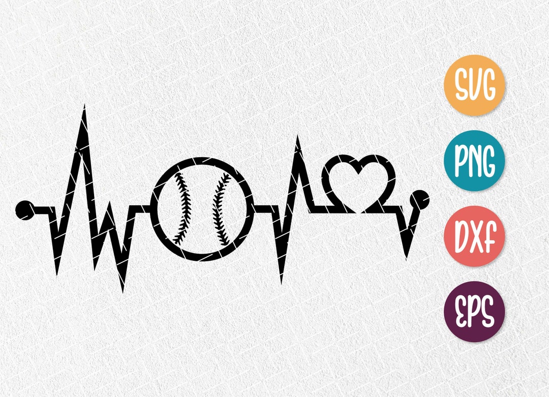 Softball Heartbeat Clipart Softball Svg Softball Heartbeat - Etsy